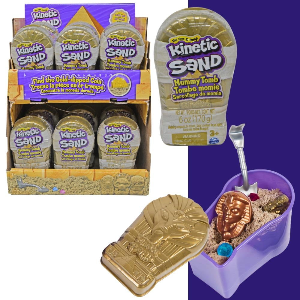 1 PC Kinetic Sand, Mummy Tomb (Style May Vary), 6oz Natural Brown Play ...