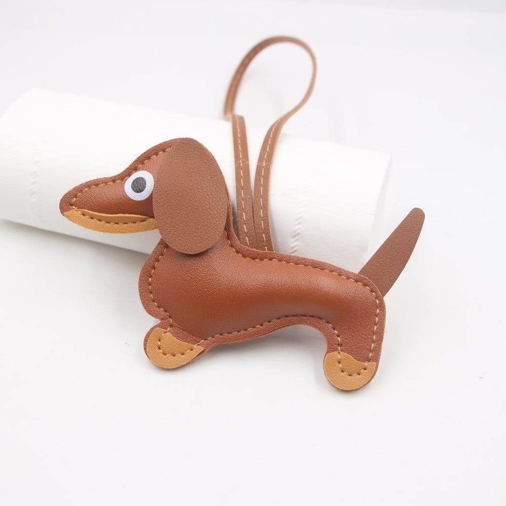 1 PC Leather Dachshund Bag Pendant Cute Dog Shaped Keychain Handmade ...