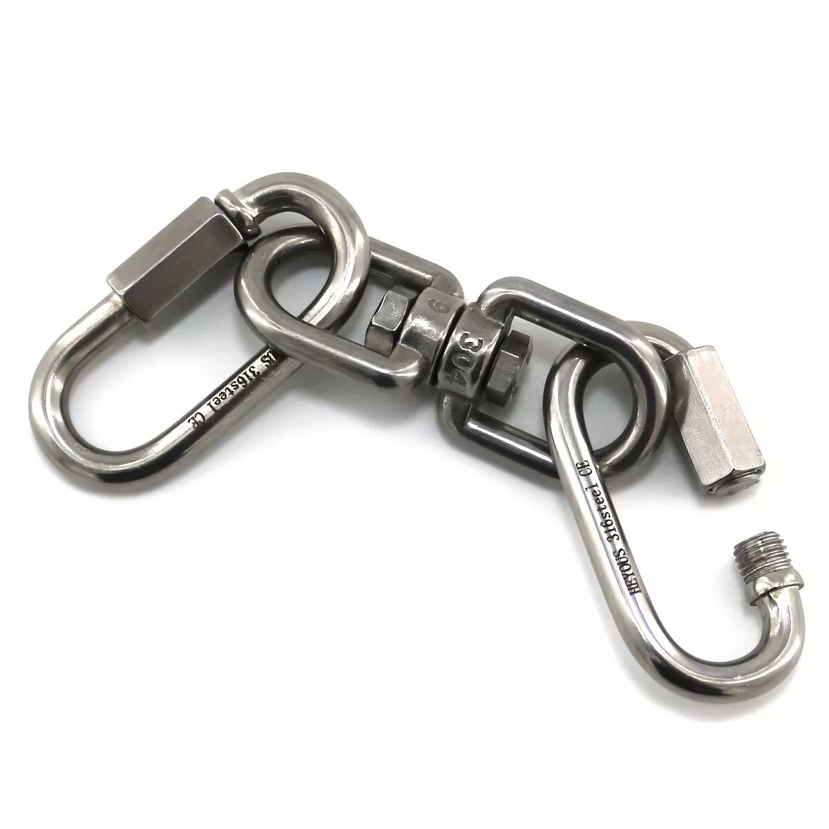 1 PC M6 Double Ended Swivel Eye Hook+2 Pieces of M6 Quick Link Chain ...