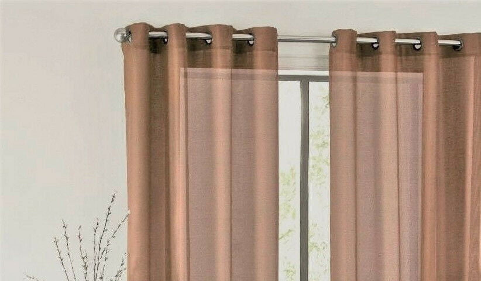 1-PC Ruby Taupe Solid Sheer Panels Faux Silk with Grommets Window ...