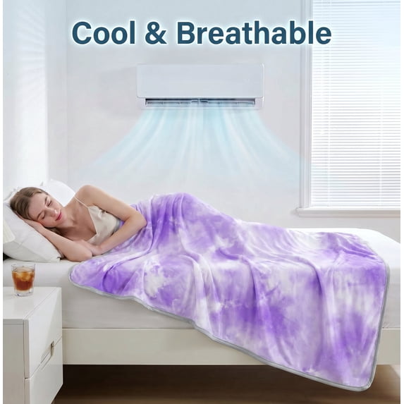 1 PC Summer Ultrasonic Cooling Blanket, Breathable Temperature Reducing ...