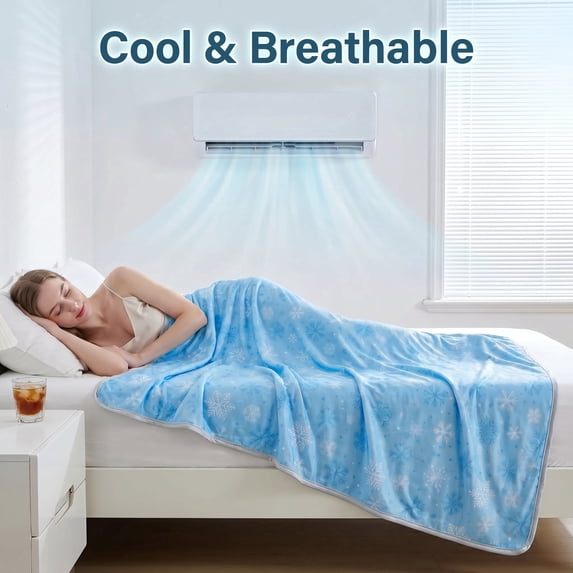 1 PC Summer Ultrasonic Cooling Blanket, Breathable Temperature Reducing ...