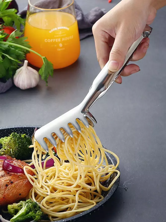 1 PC Thickened Stainless Steel Spaghetti Tongs - Multi-Functional for ...