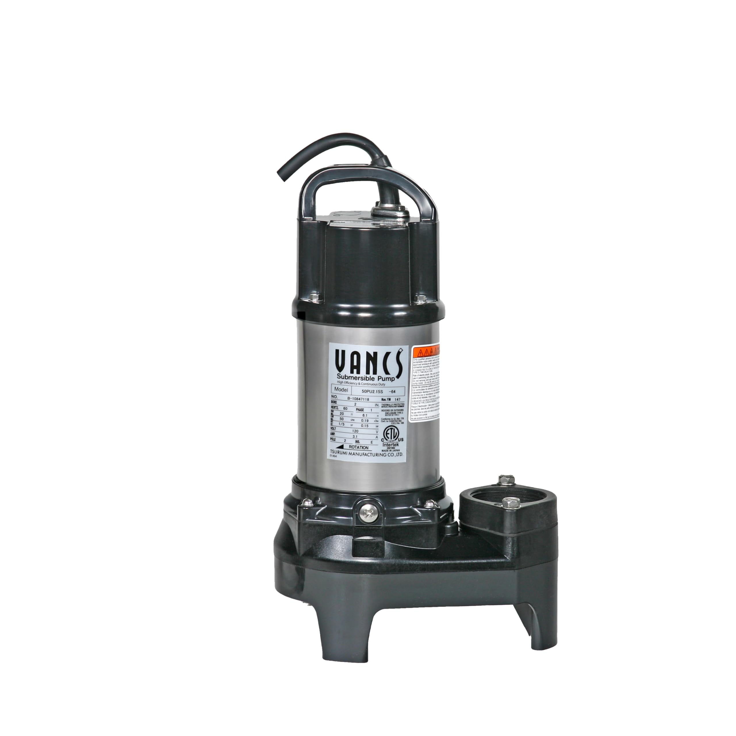 1 PC Tsurumi Pump 2PU Submersible Pond Pump/Waterfall Pump 1/5 HP 115V ...