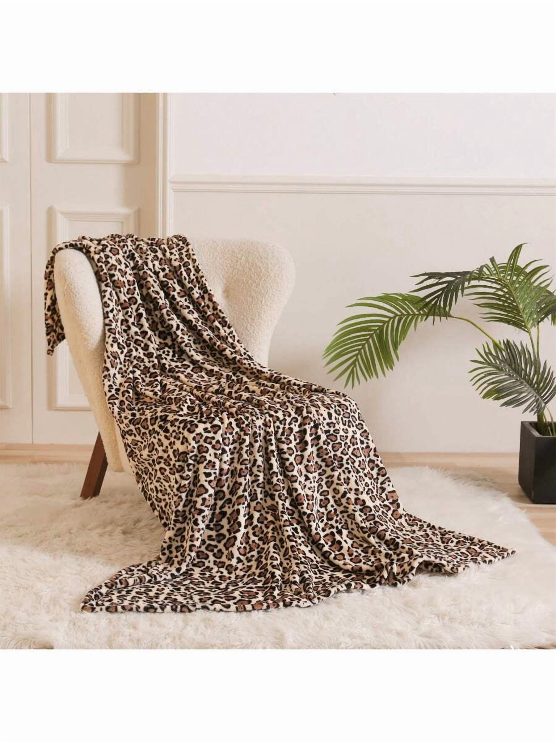 1 PC Ultra-Soft Leopard Print Decorative Throw Blanket Nap Blanket ...