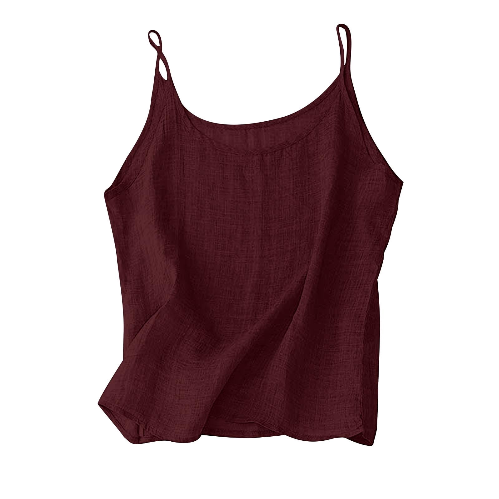 1 PC Undershirts for Women Cotton Linen Spaghetti Strap Loose Tank Top ...