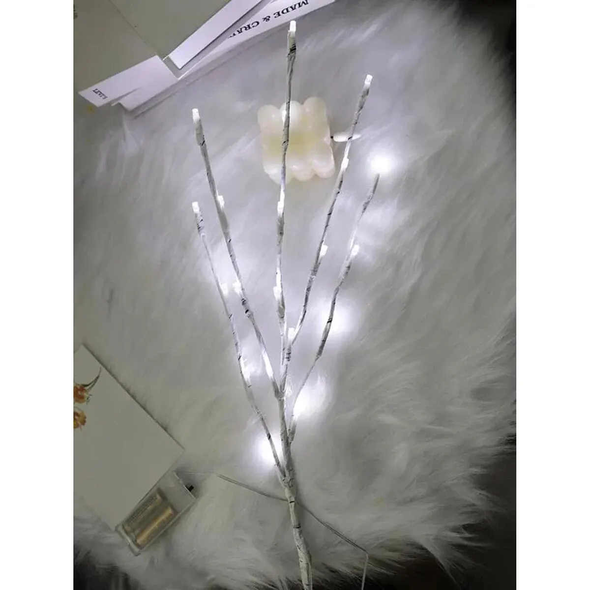 1 PC White Birch Branch Lights Battery Operated 20 LED Fairy Lights ...