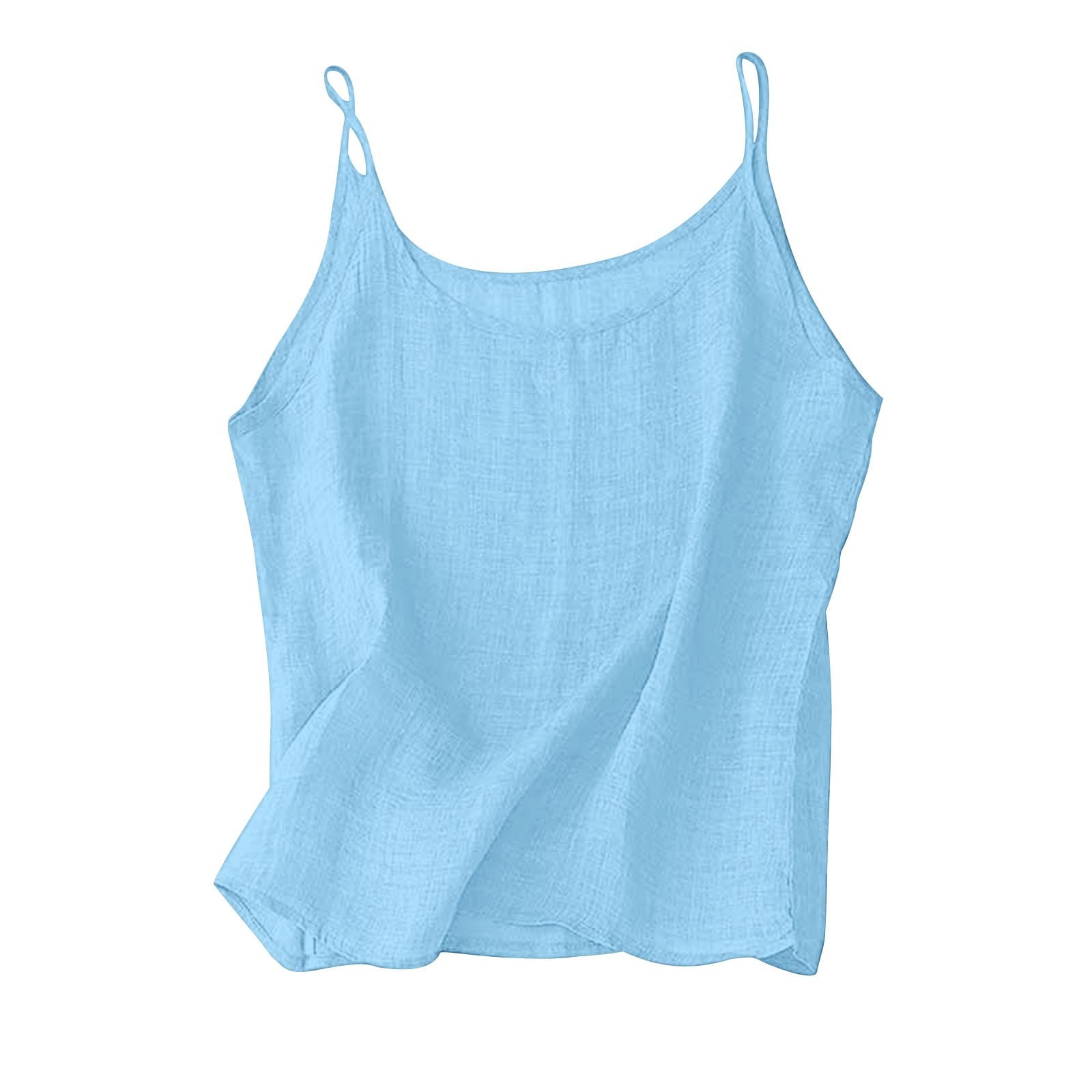 1 PC Womens Summer Outfits Cotton Linen Spaghetti Strap Loose Tank Top ...