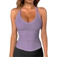 1 PC Womens Summer Outfits Racerback Basic Tank V-Neck Slim Fit Ribbed ...