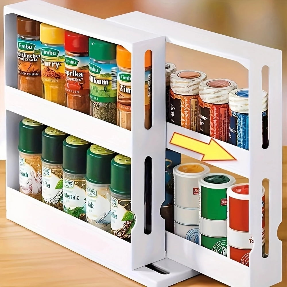 1 PC spice storage rack,90 degree swivel item storage rack, countertop ...