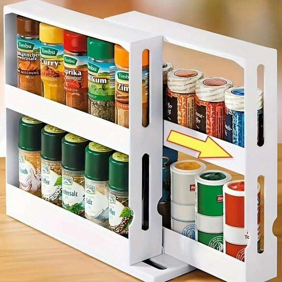 1 PC spice storage rack,90 degree swivel item storage rack, countertop ...