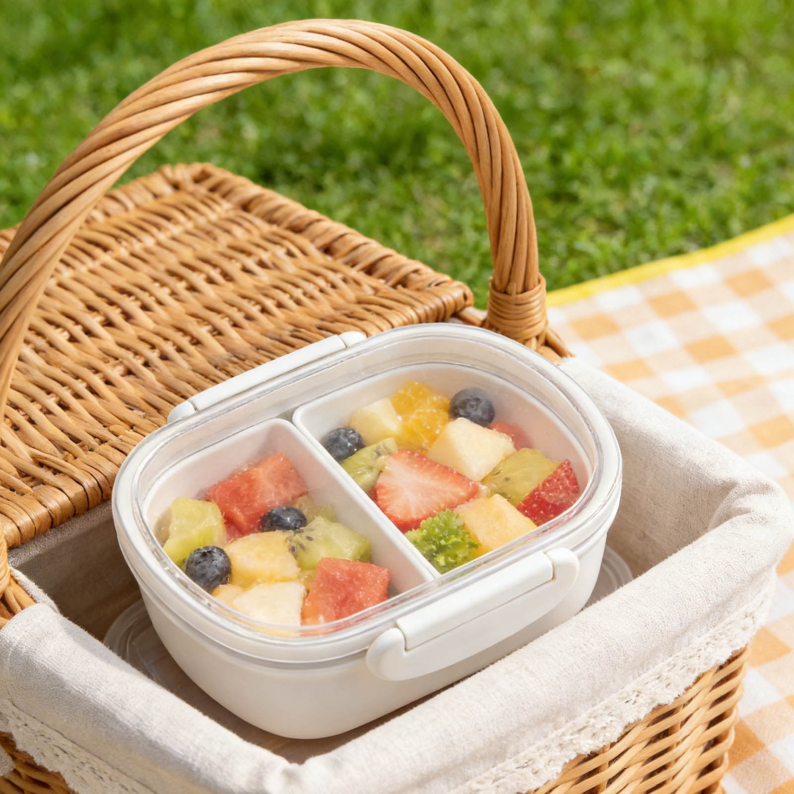 1 PCS 2 Compartment Snack Containers, Small Reusable Removable Snack ...