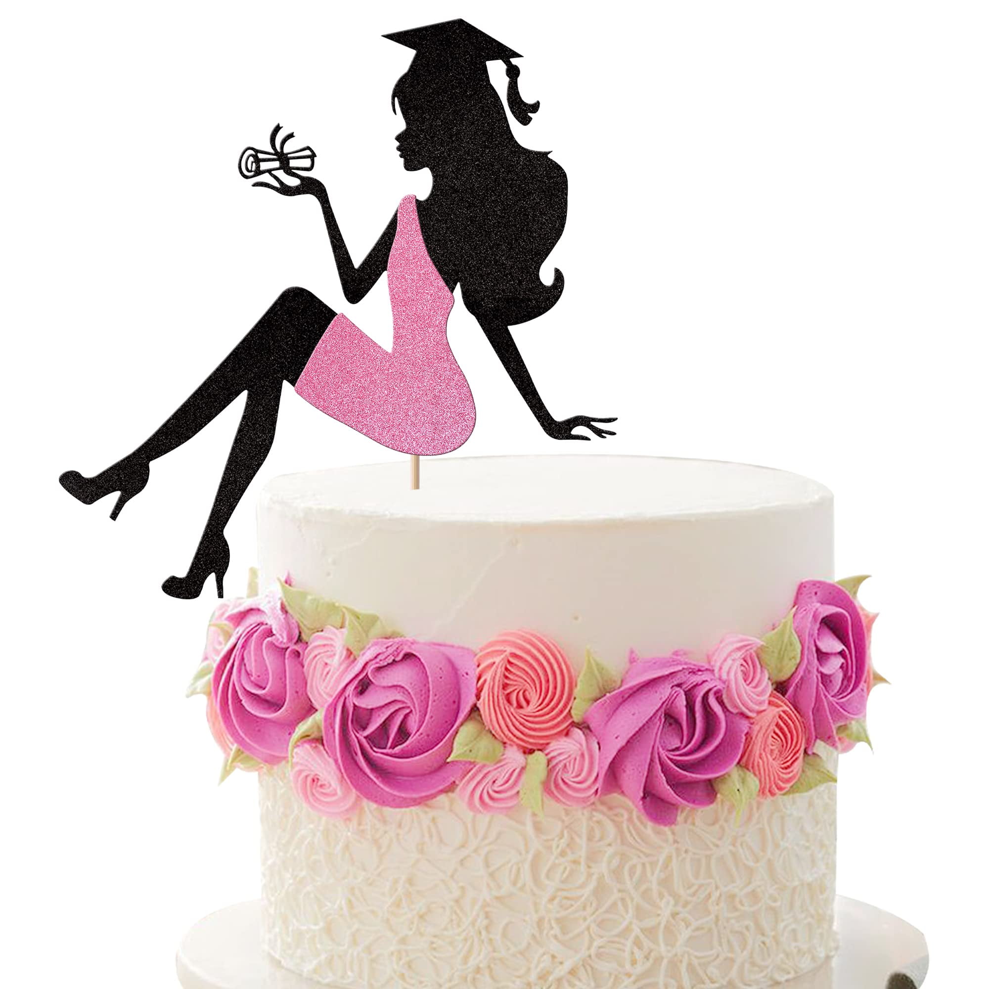 1 PCS 2024 FEV6 Graduation Cake Topper with Glitter Grad Cap Diploma ...