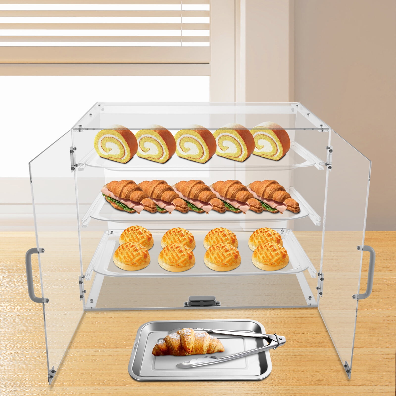 1 PCS 3 Tiers Clear Pastry Display Canbinet, Commercial Bakery Display ...