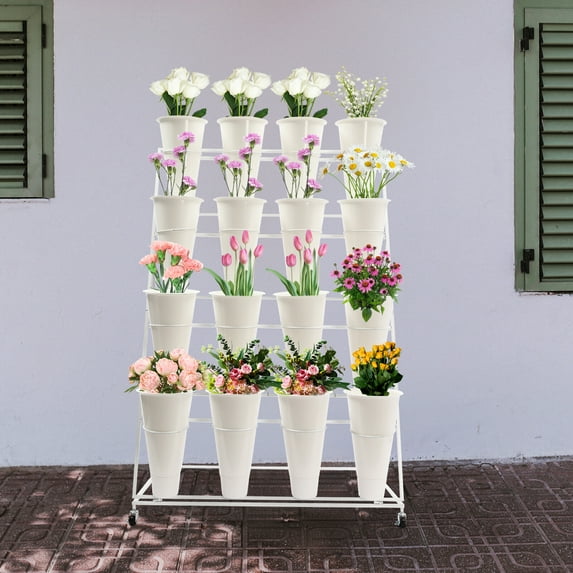 1 PCS 4 Tiers White Flower Display Stand, 4-tier Flower Holder, Flower ...