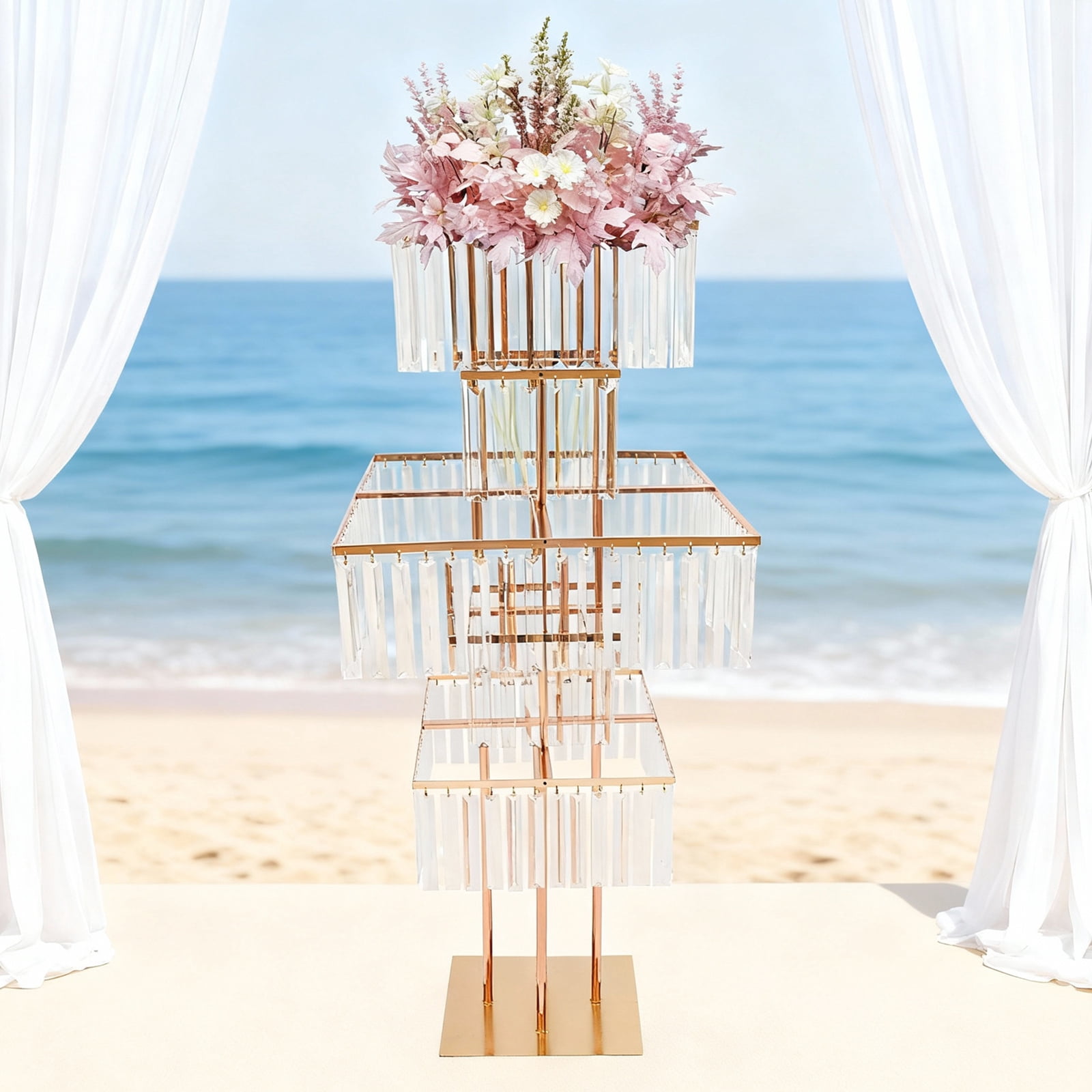 1 PCS 5-Tier Square Ice Curtain Flower Rack- Square Bottom, Flower ...
