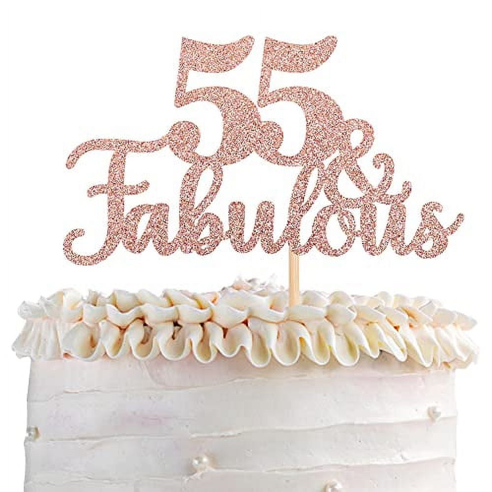 1 Pcs 55 And Fabulous Cake Topper Glitter Fifty Five And Fabulous Cake