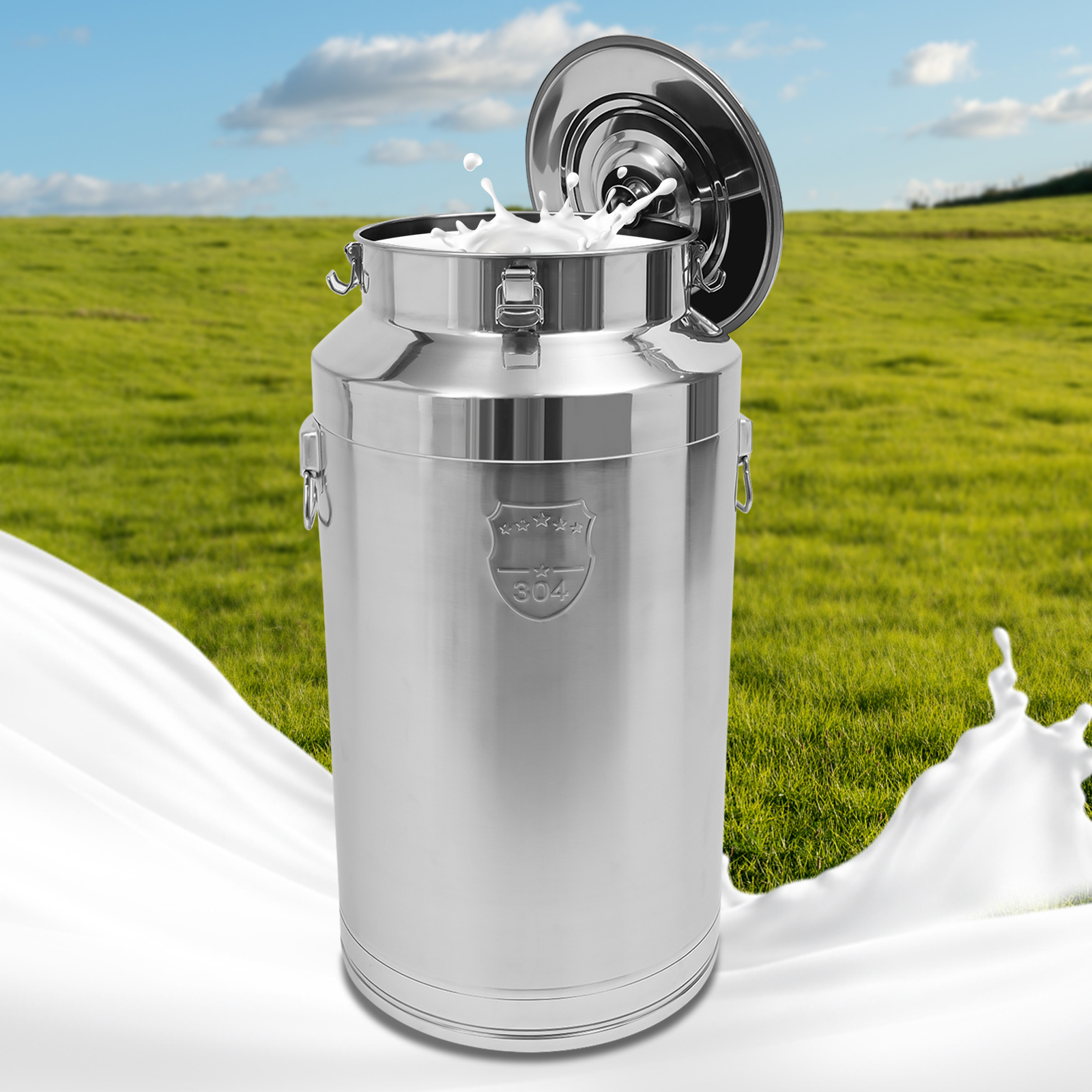 304 Stainless Steel Milk Jug Milk Can Sealed Bucket Heavy Duty with ...