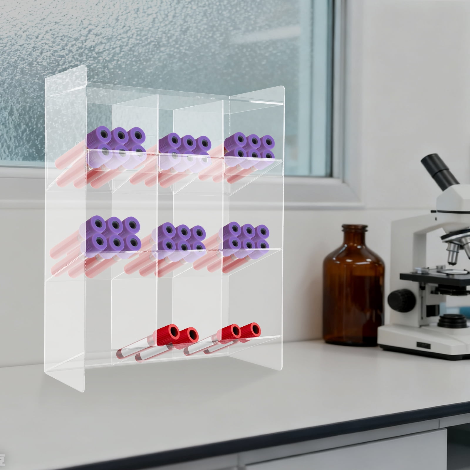 1 PCS Acrylic Tube Rack, Wall Mounting & Countertop Tube Organizer ...