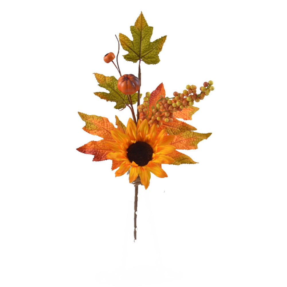 1 PCS Artificial Maple Leaves Stems 15 Inch with Artificial Pumpkins ...