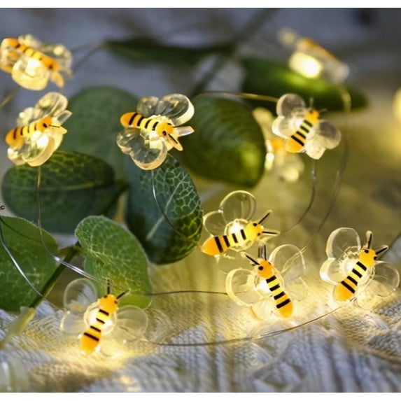 1 PCS Bee String Lights - Cute LED Fairy Lights for Home Decor, Battery ...