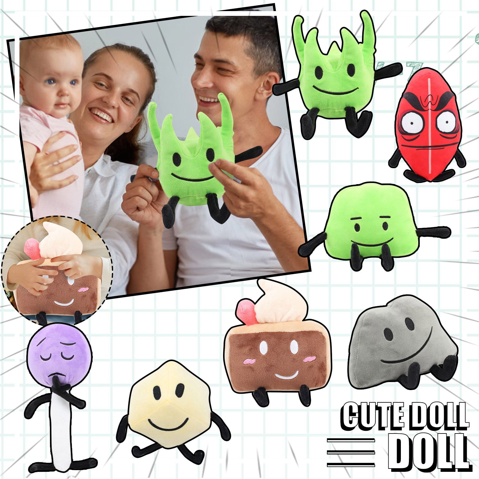 1 PCS Bfdi Plush Toys, Battle for Island Anime Figure Cute Plushies ...