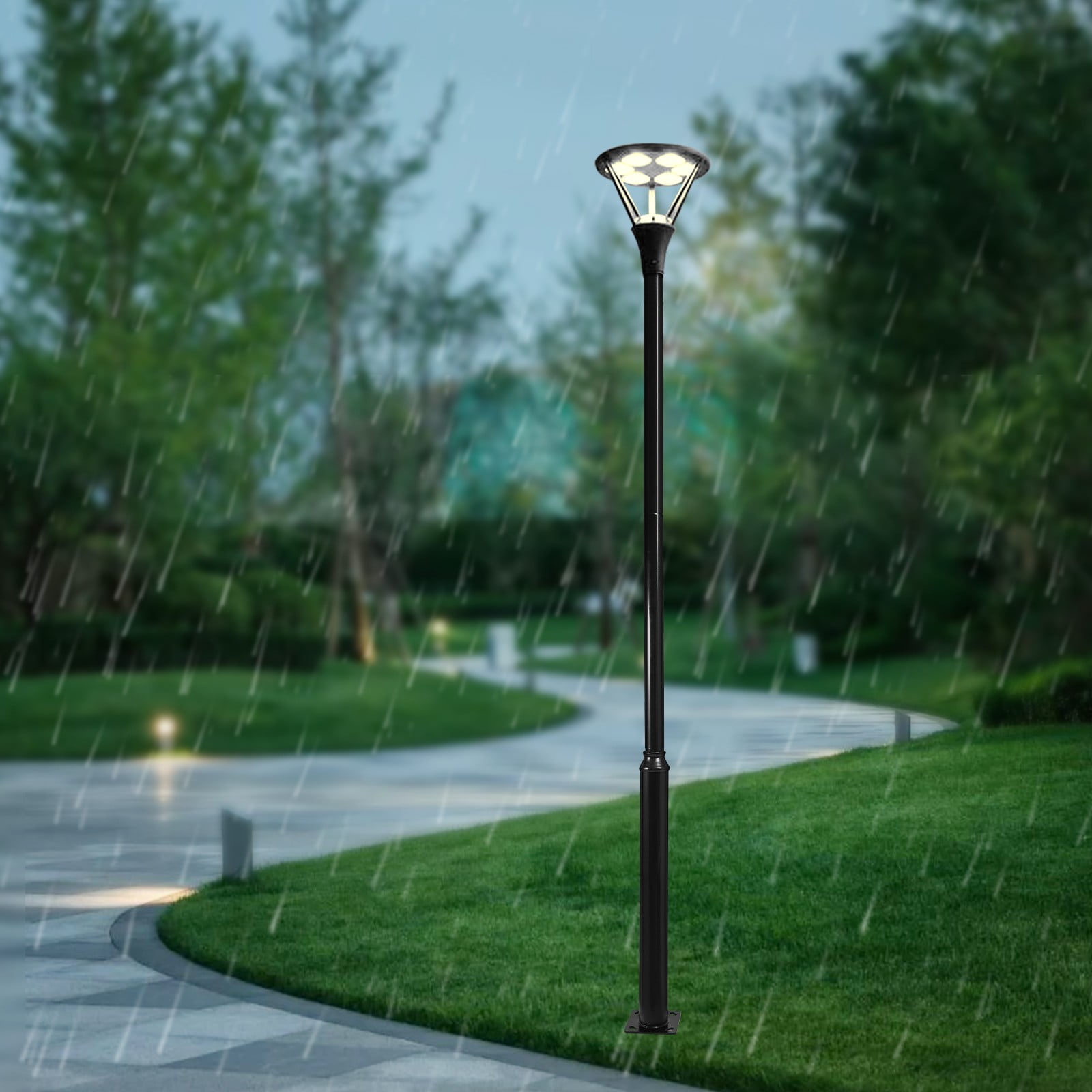 1 PCS Black Street Light Pole, Iron Material Street Lamp Post, Split ...