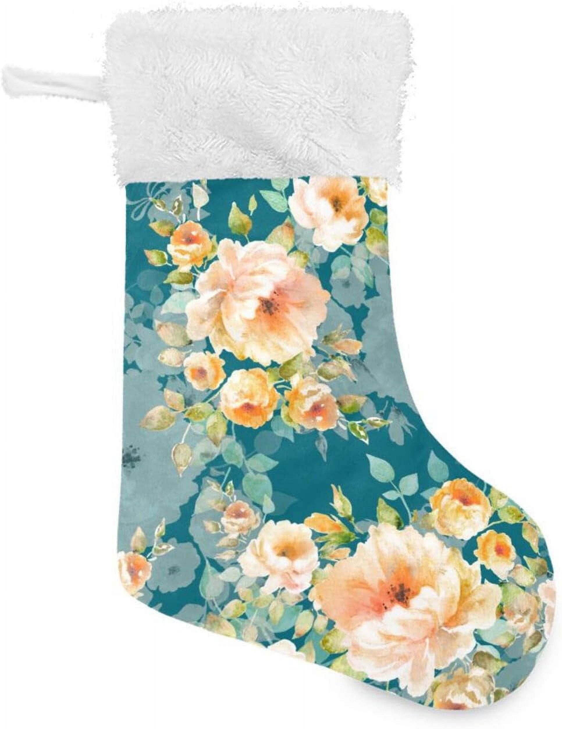 1 PCS Christmas Stocking Roses Bouquets Big Warm 18 x 12 Inch Hanging ...