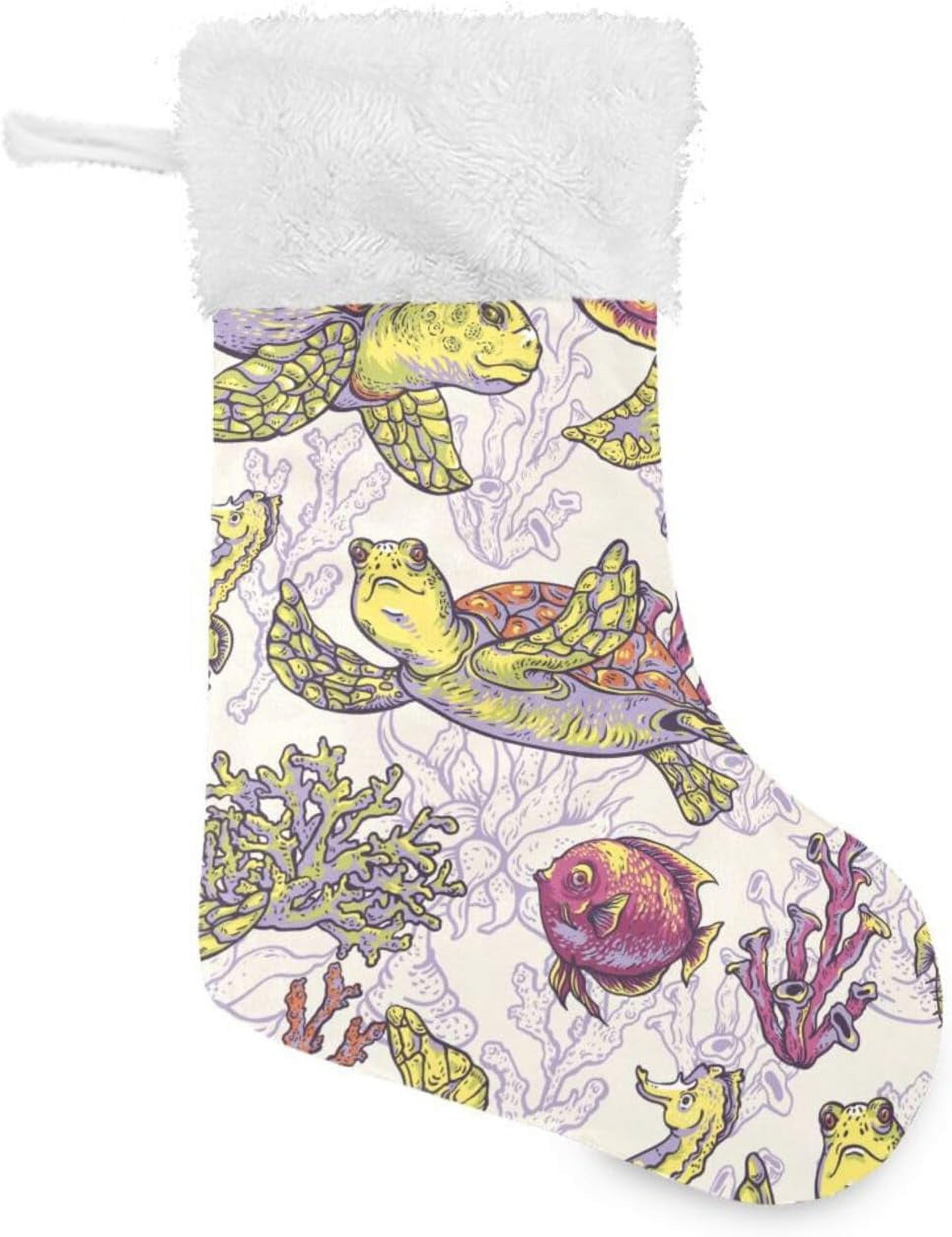 1 PCS Christmas Stocking Sea Turtle Big Warm 18 x 12 Inch Hanging Xmas ...