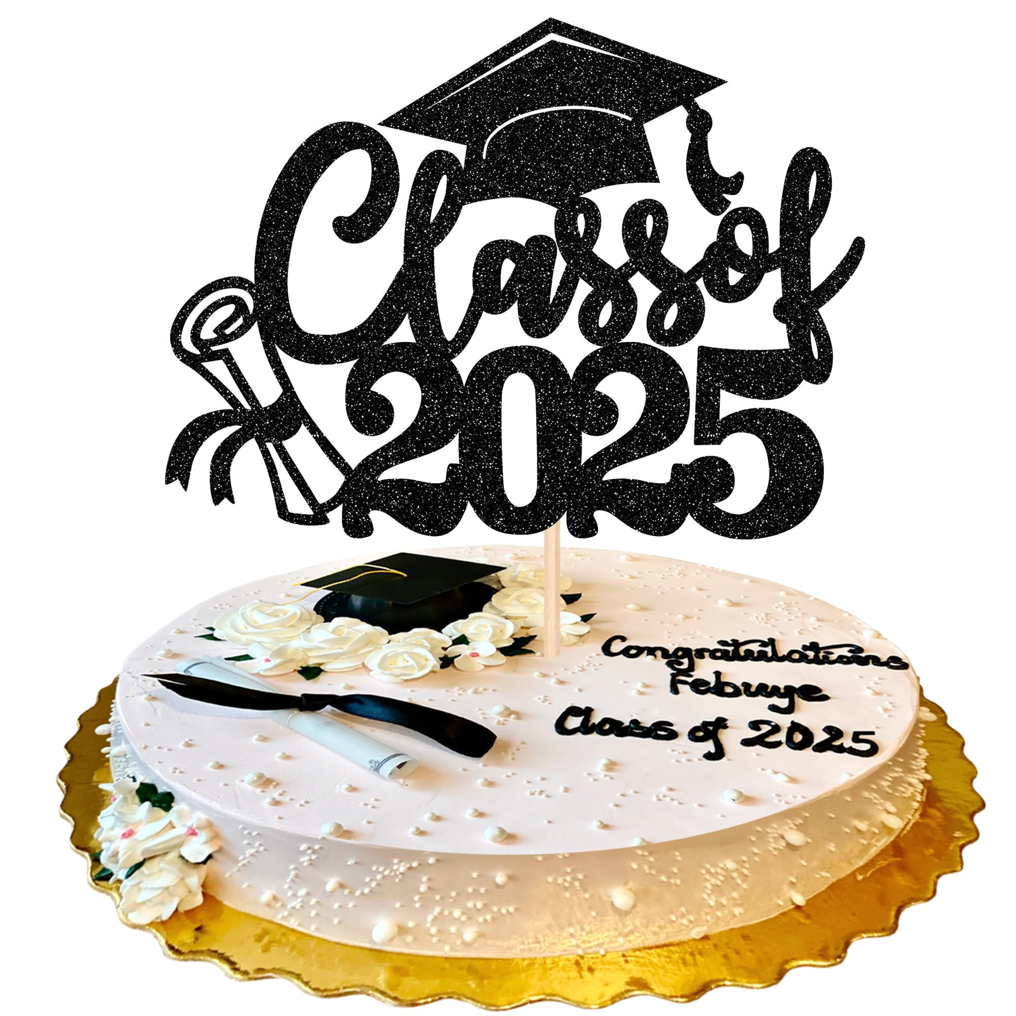 1 PCS Class of 2025 Cake RST1 Topper Glitter Diploma Congrats Grad Cap ...