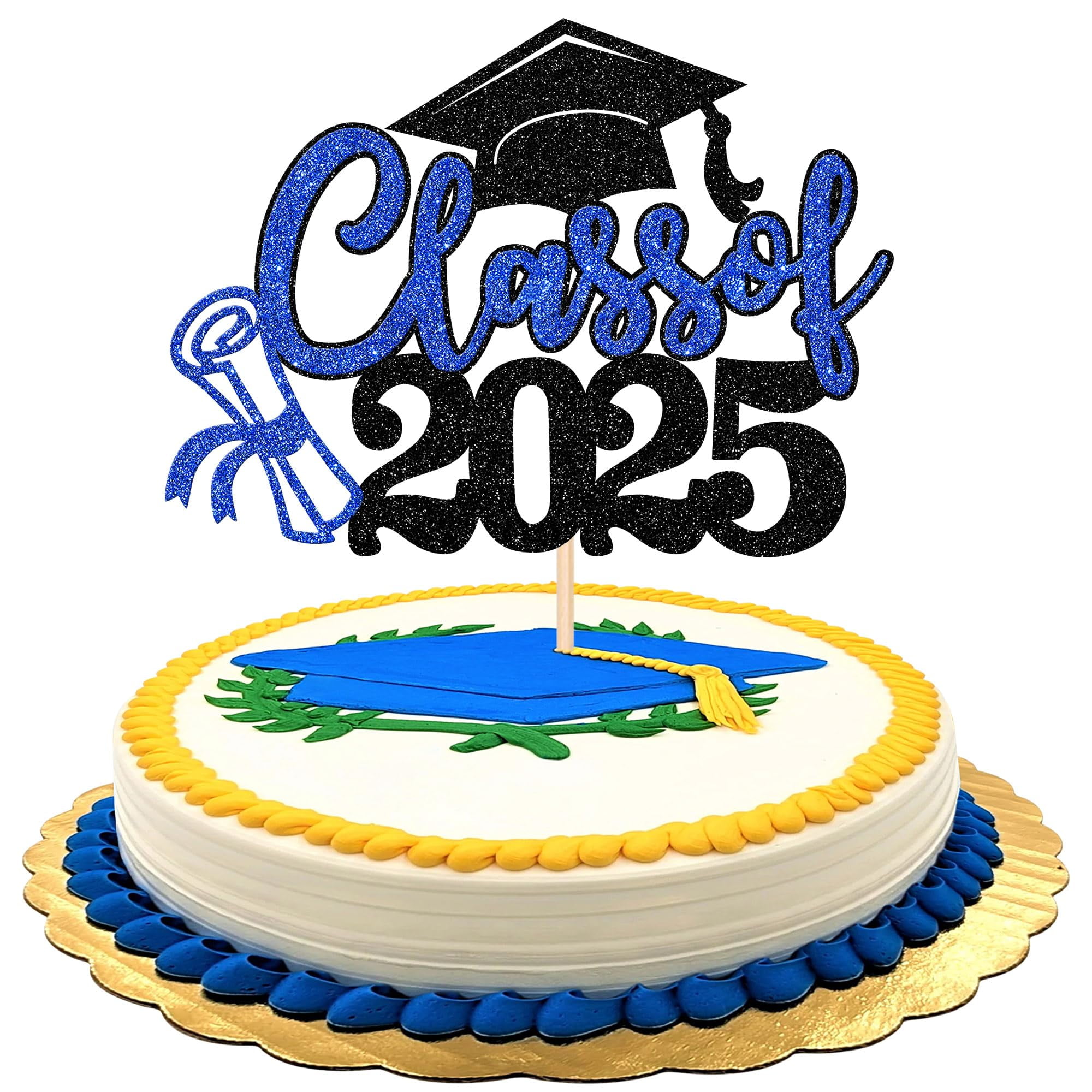 1 PCS Class of 2025 Cake TVS1 Topper Black Glitter Congrats Grad Cap ...