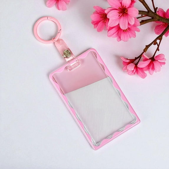 1 PCS Clear ID Card Holder with Keychain for Campus Transit Work ...