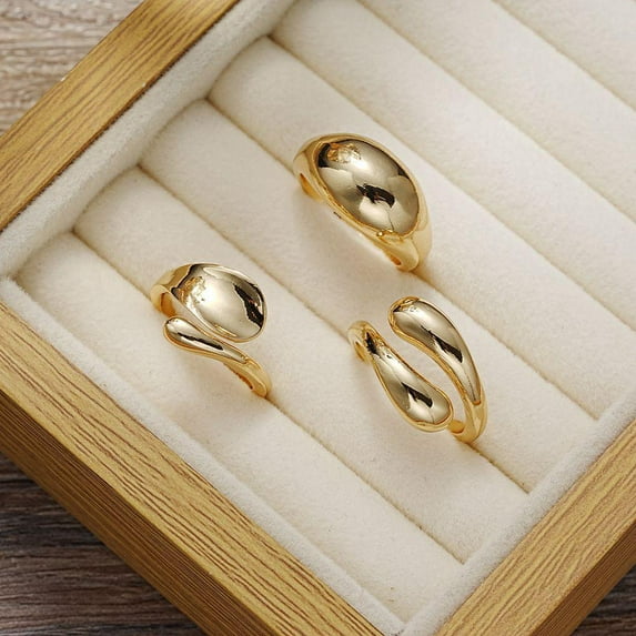 1 PCS Contemporary Gold Rings 3 Piece Asymmetrical Set Edgy Elegant ...