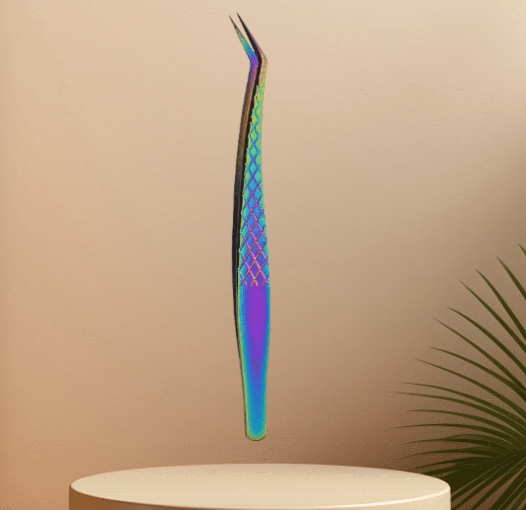 1 PCS Eyelash Extension Tweezers Flower Shaped Golden Feather Chinese ...