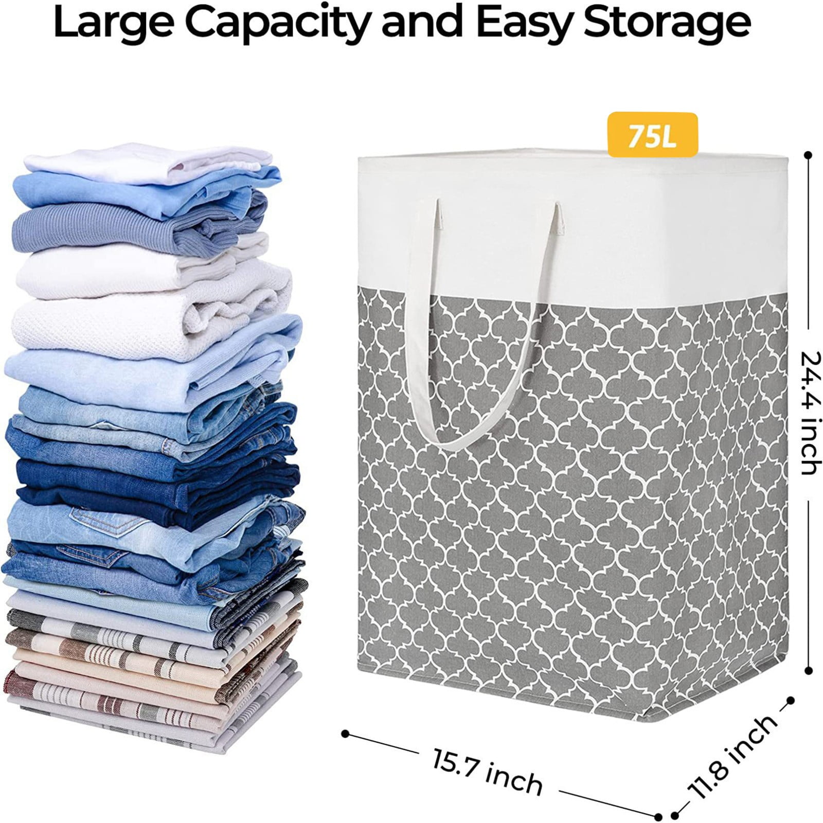 1 PCS Freestanding Laundry Hamper Collapsible Tall Clothes Hamper With ...