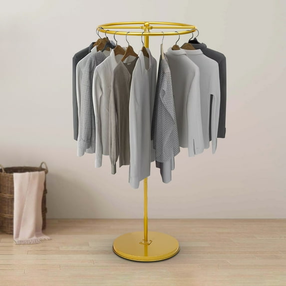 1 PCS Gold Round Garment Rack, Floor Standing Rotatable Clothing Rack ...