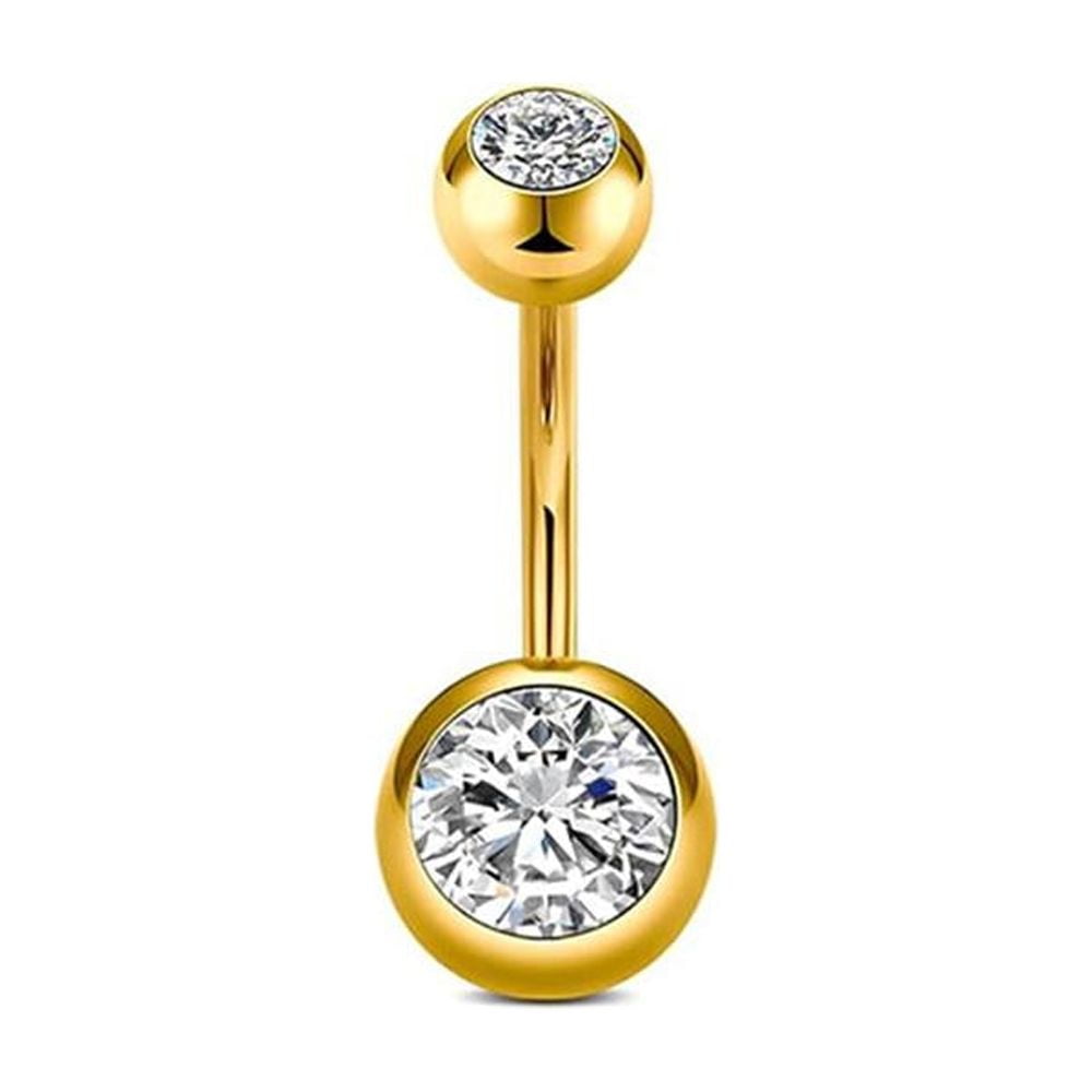 1 PCS Gold Titanium Belly Button Ring 0.06x0.39 Inch with 0.2 and 0.32 ...