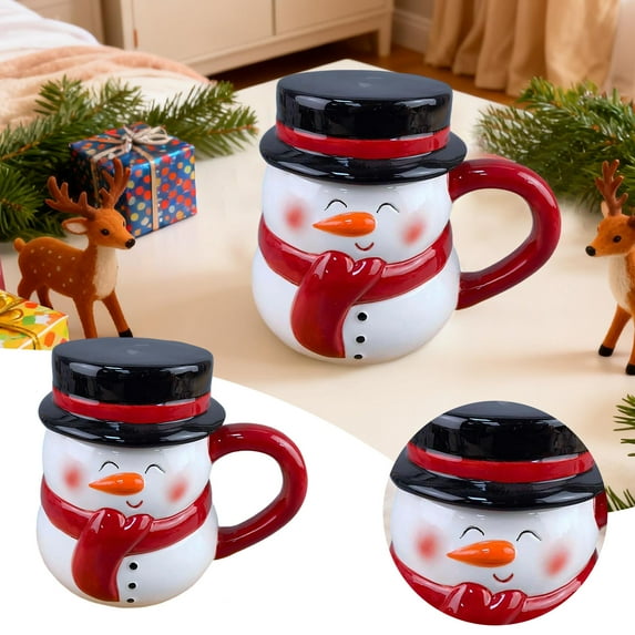 1 PCS Kawaii Coffee Cup Ceramic Mug With 3D Snowman Embossed Design ...