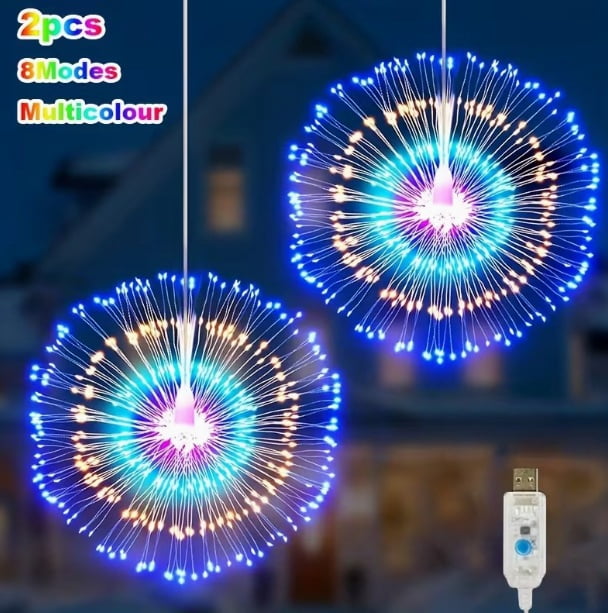 1 PCS LED Outdoor Holiday Starburst Hanging Lights - USB Powered Fairy ...