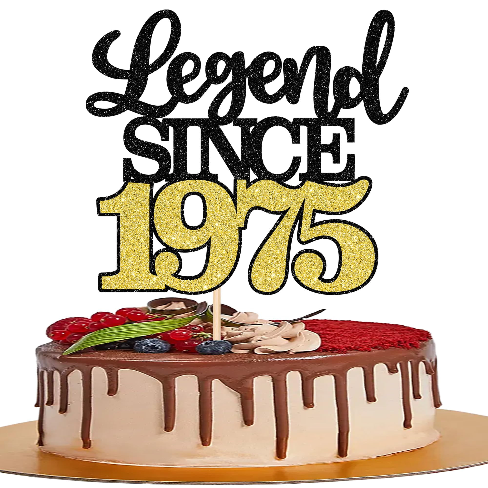 1 PCS Legend Since IFF17 1975 Cake Topper Gold Glitter Fifty Happy 50th ...
