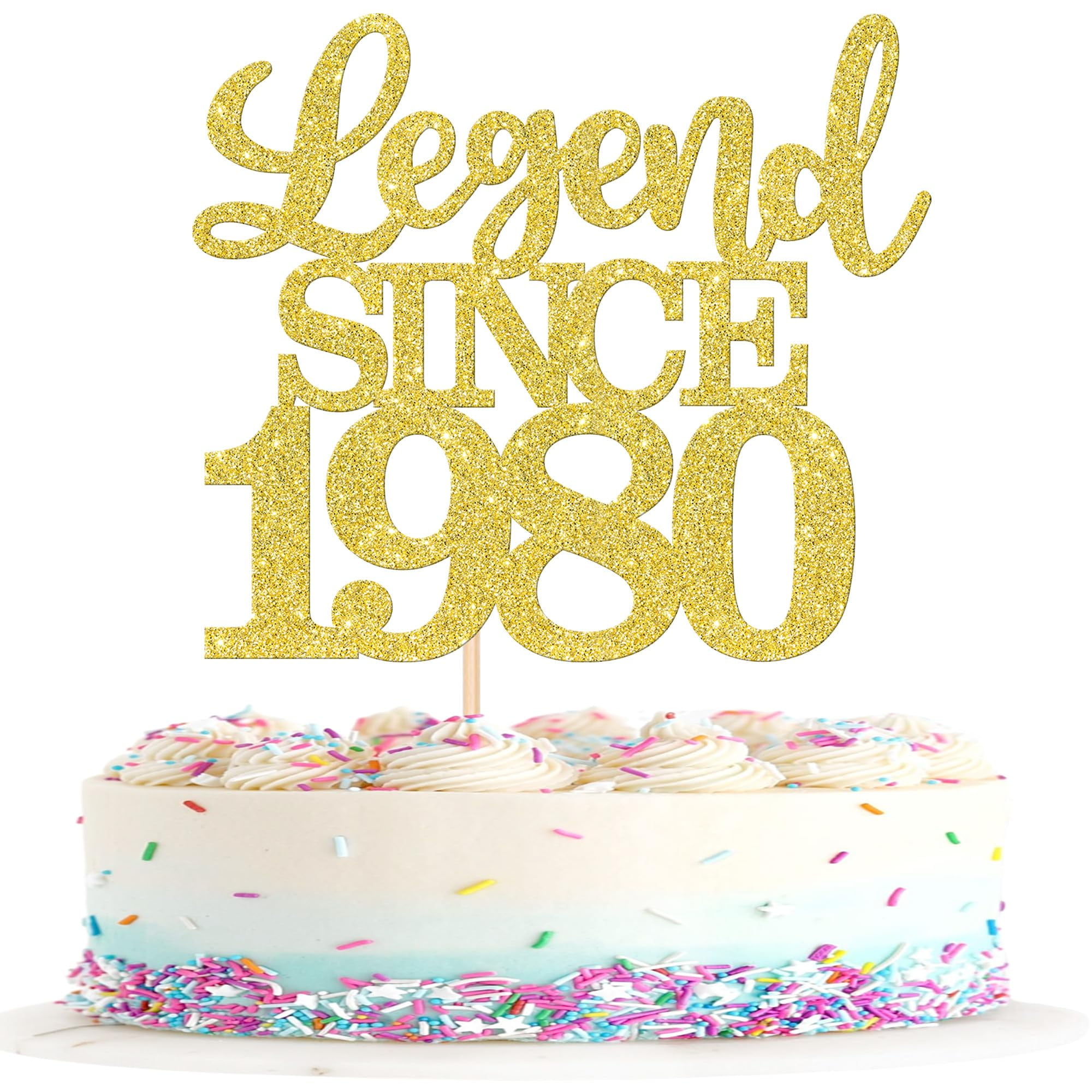 1 PCS LegendTRDN Since 1980 Cake Topper Glitter Forty Five Happy 45th ...