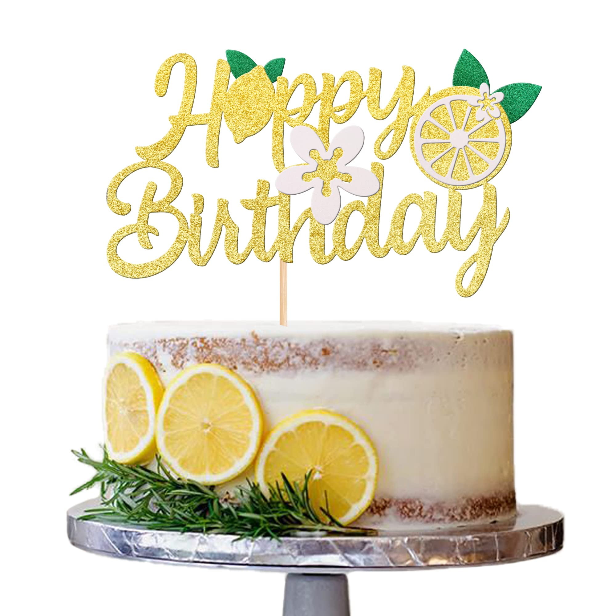1 PCS Lemon PresNok Happy Birthday Cake Topper Assembled Glitter Fruit ...