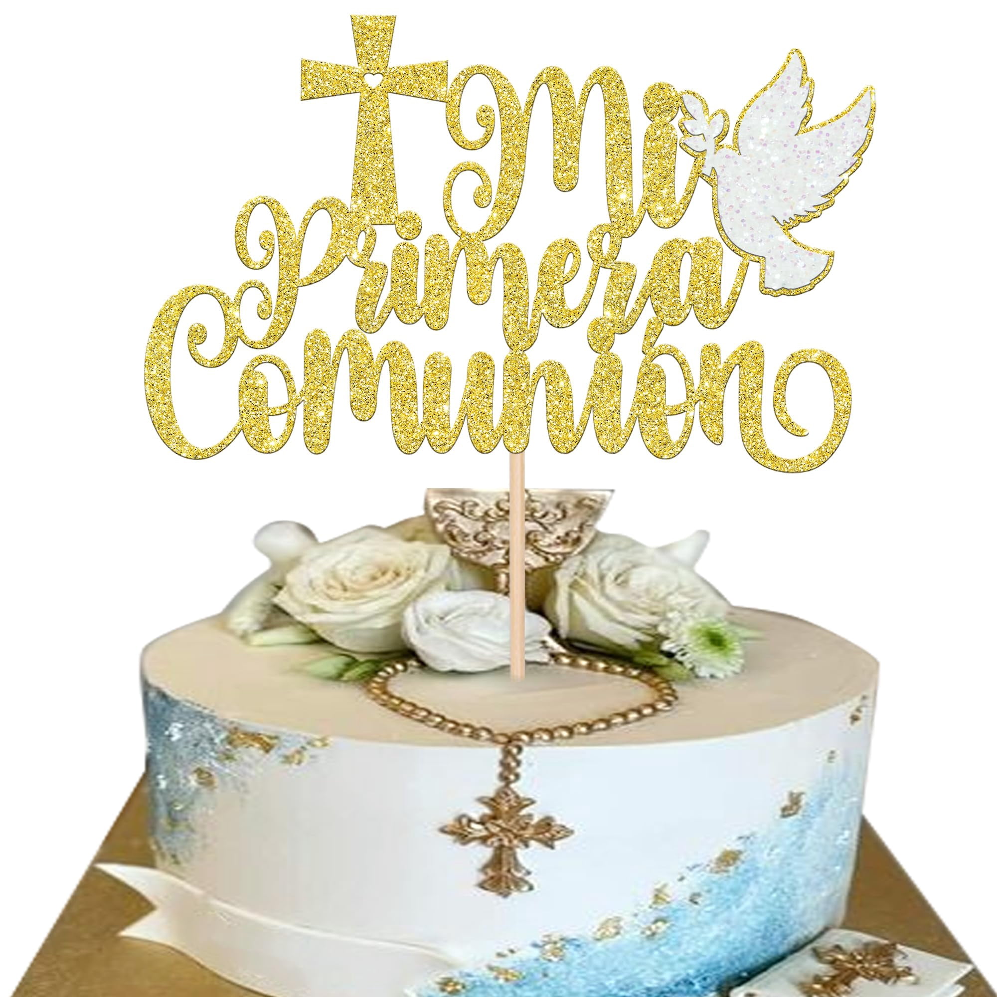 1 PCS Mi TWE5 Primera Comunion Cake Topper Glitter Spanish My Baptism ...