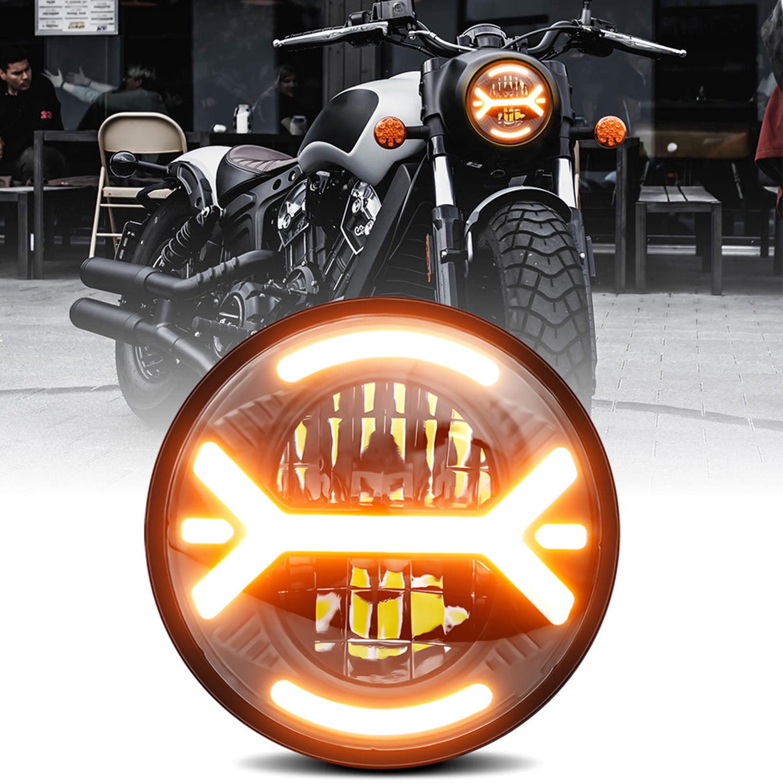 1 PCS Motorcycle Headlight, 5.75" Round LED Headlamp With DRL Turn ...