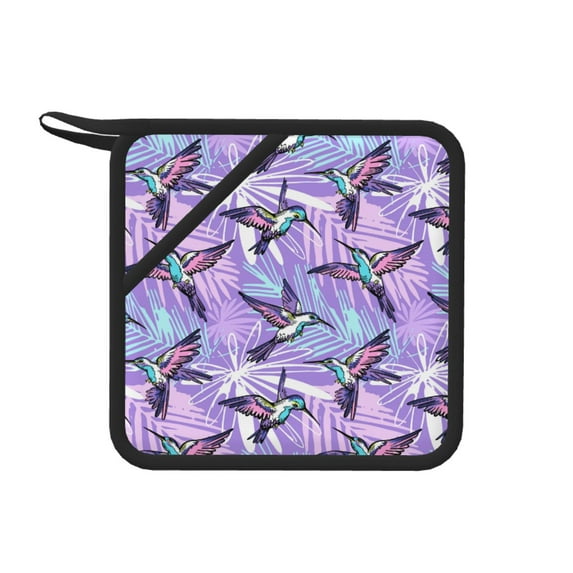 1 PCS Pot Holders for Kitchen - Abstract Hummingbird Purple Silicone ...