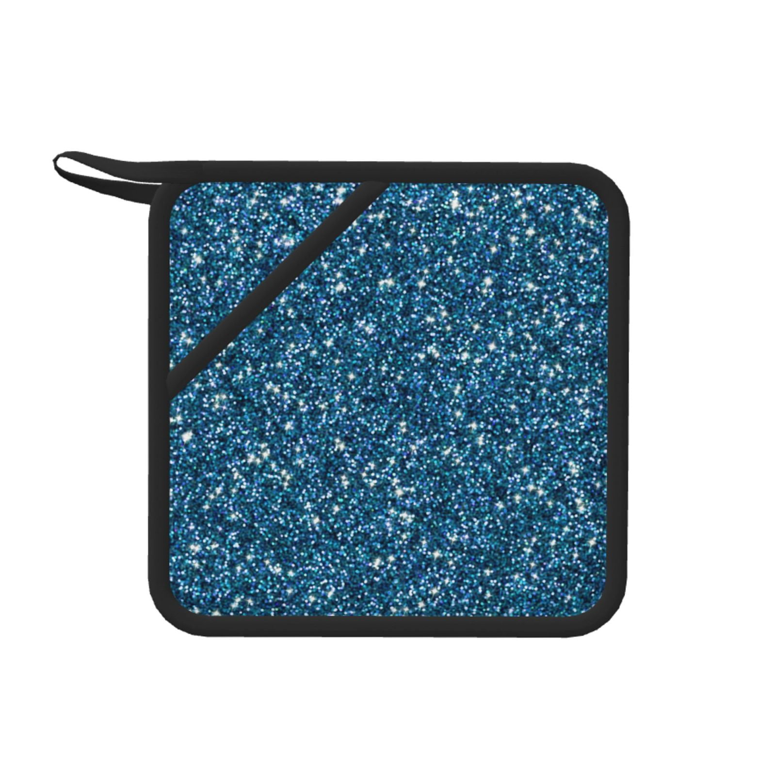 1 PCS Pot Holders for Kitchen - Blue Glitter Heat Resistant Silicone ...