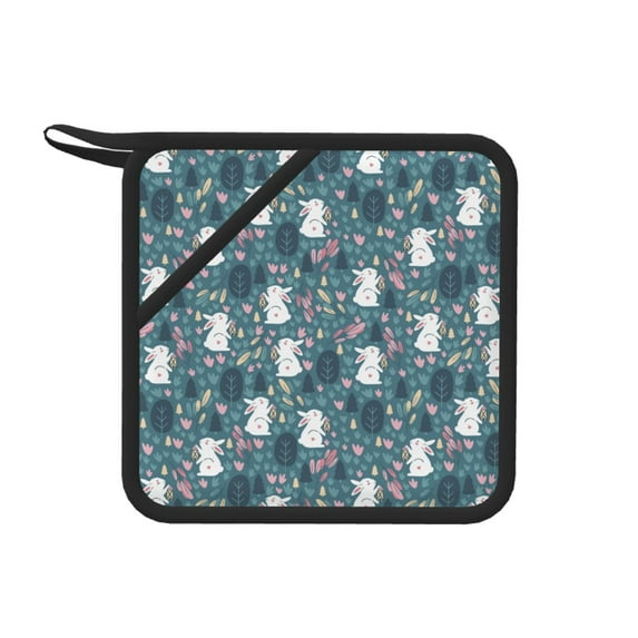 1 PCS Pot Holders for Kitchen - Bohemian Cute Rabbit Flower Tree Heat ...