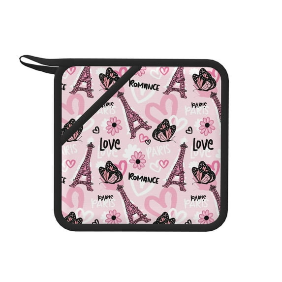 1 PCS Pot Holders for Kitchen - Butterfly Tower pink Heat Resistant Non ...