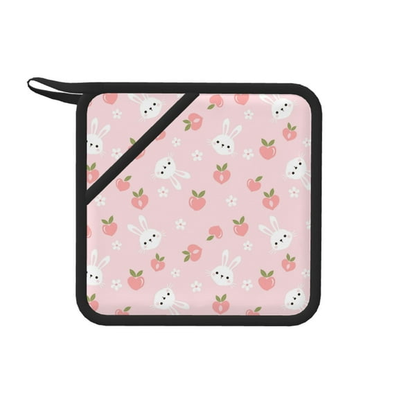 1 PCS Pot Holders for Kitchen - Cartoon Cute Rabbit Flower Pink ...