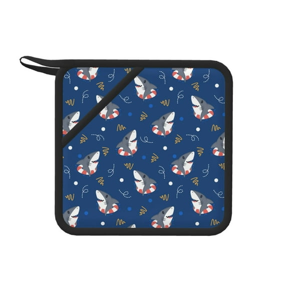 1 PCS Pot Holders for Kitchen - Cartoon Cute Shark Swim Ring Silicone ...